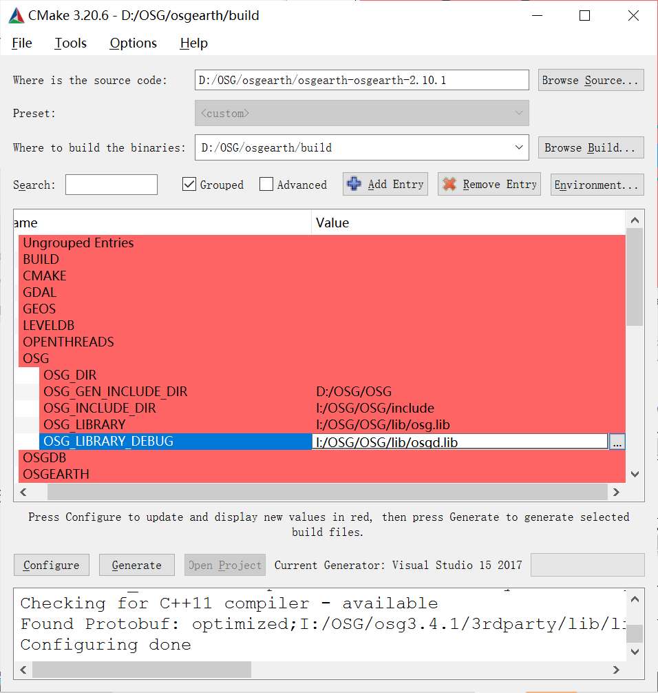 WIN10系统下OSG/OSGEARTH的VS2017环境配置_vs2017配置proj-CSDN博客