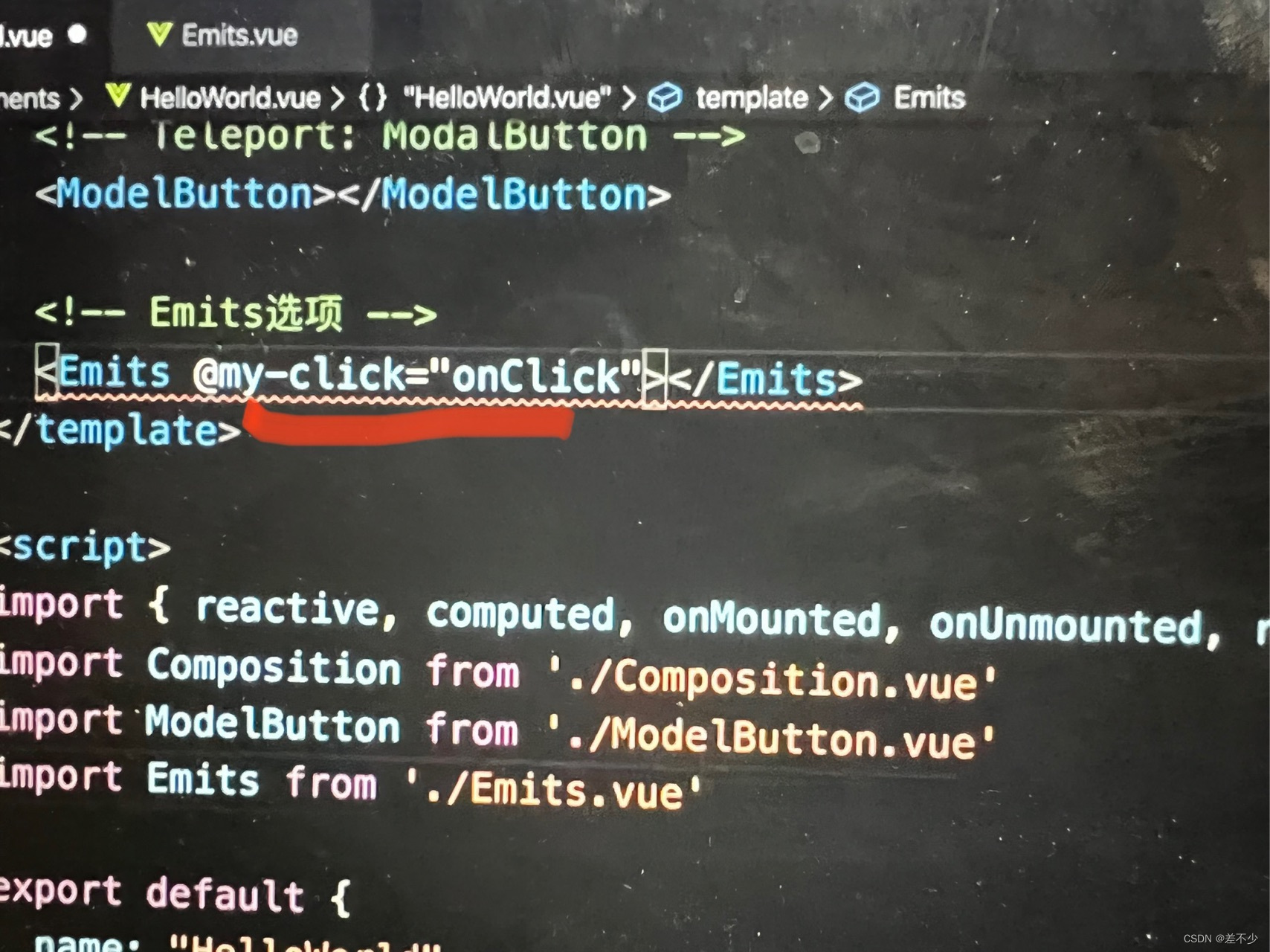vue3中自定义事件和原生事件相同Emits Components Option（emits选项）_export default中emits-CSDN博客