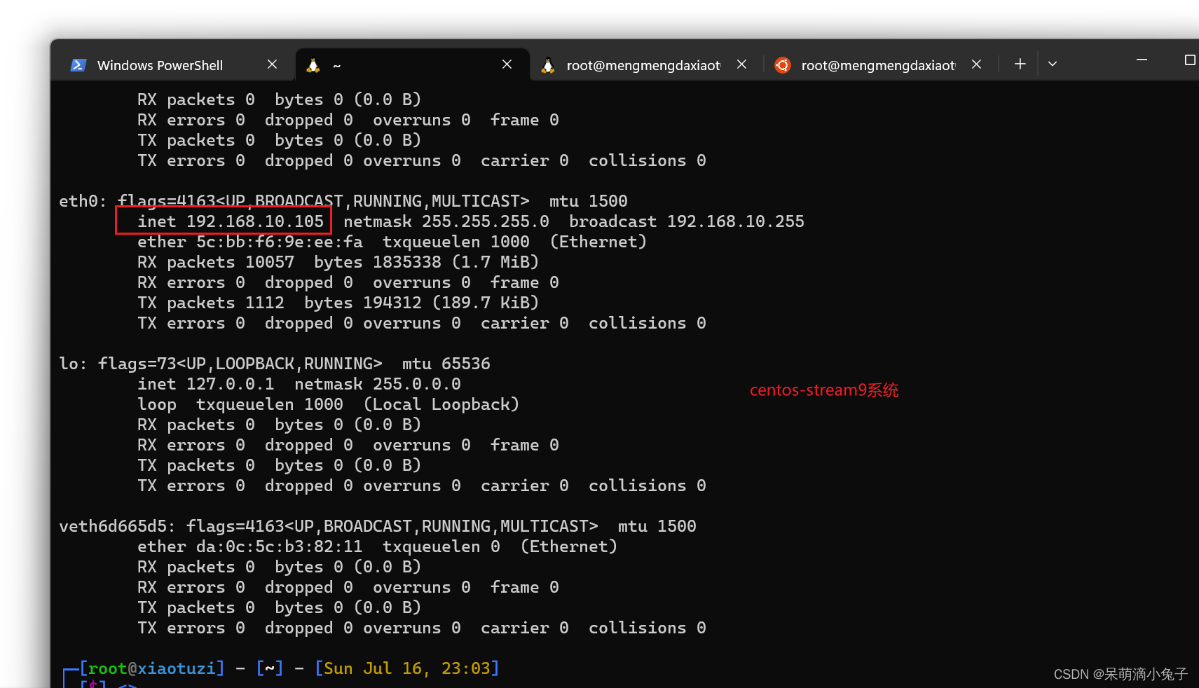 win11里wsl2安装centos-stream9,ubuntu,kail三个系统为什么ip一样都是192.168.10.105？？？_wsl2多个子系统相同ip-CSDN博客