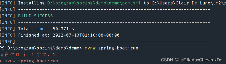 IDEA mvnw spring-boot:run运行失败 mvnw : 无法将“mvnw”项识别为 cmdlet、函数、脚本文件或可运行程序的名称。_mvn spring-boot:run报 ...