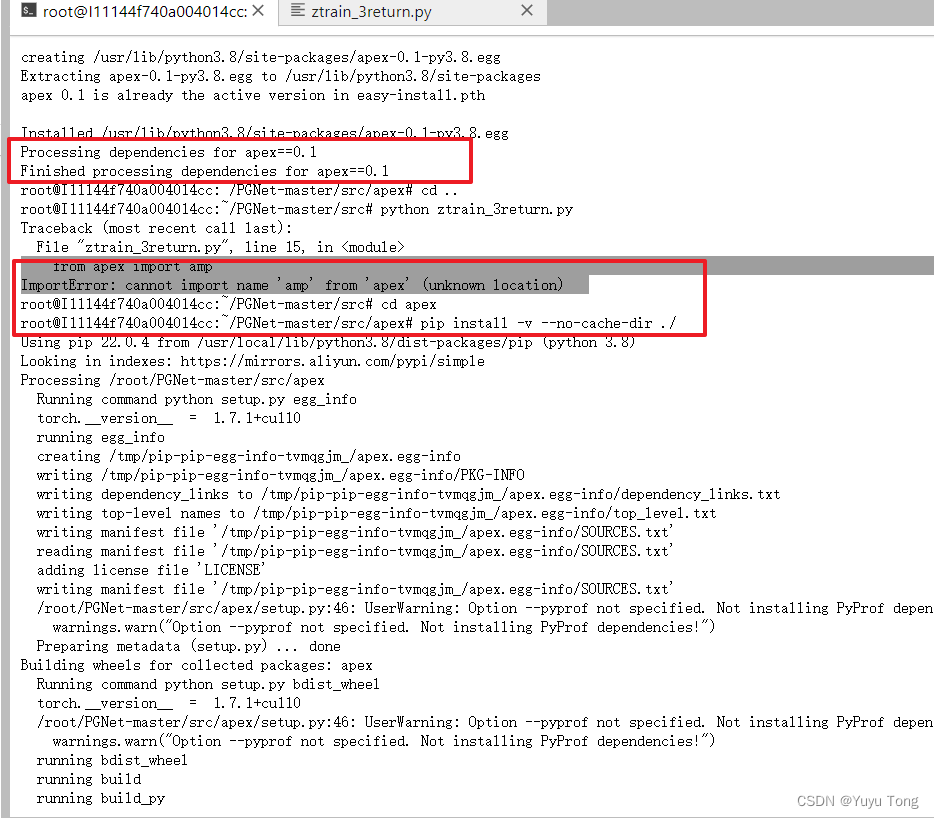 apex常见报错，亲测1080Ti/2080Ti/3090显卡均适用_importerror: cannot import name 'amp' from 'apex' -CSDN博客