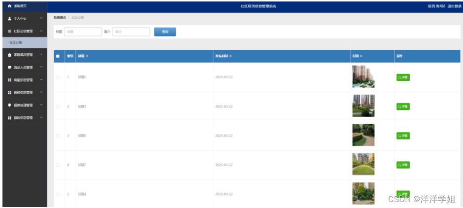 计算机毕业设计springboot社区居民信息管理系统c6f169【附源码数据库部署lw】基于springboot的社区居民信息管理