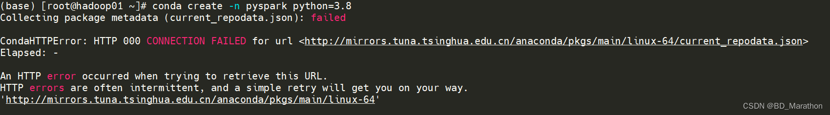 conda create -n pyspark python=3.8报错_(base) [root@node1 ~]# conda create -n pyspark pyt-CSDN博客