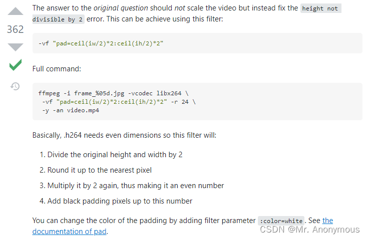 解决FFMPEG错误：height not divisible by 2 / width not divisible by 2-CSDN博客