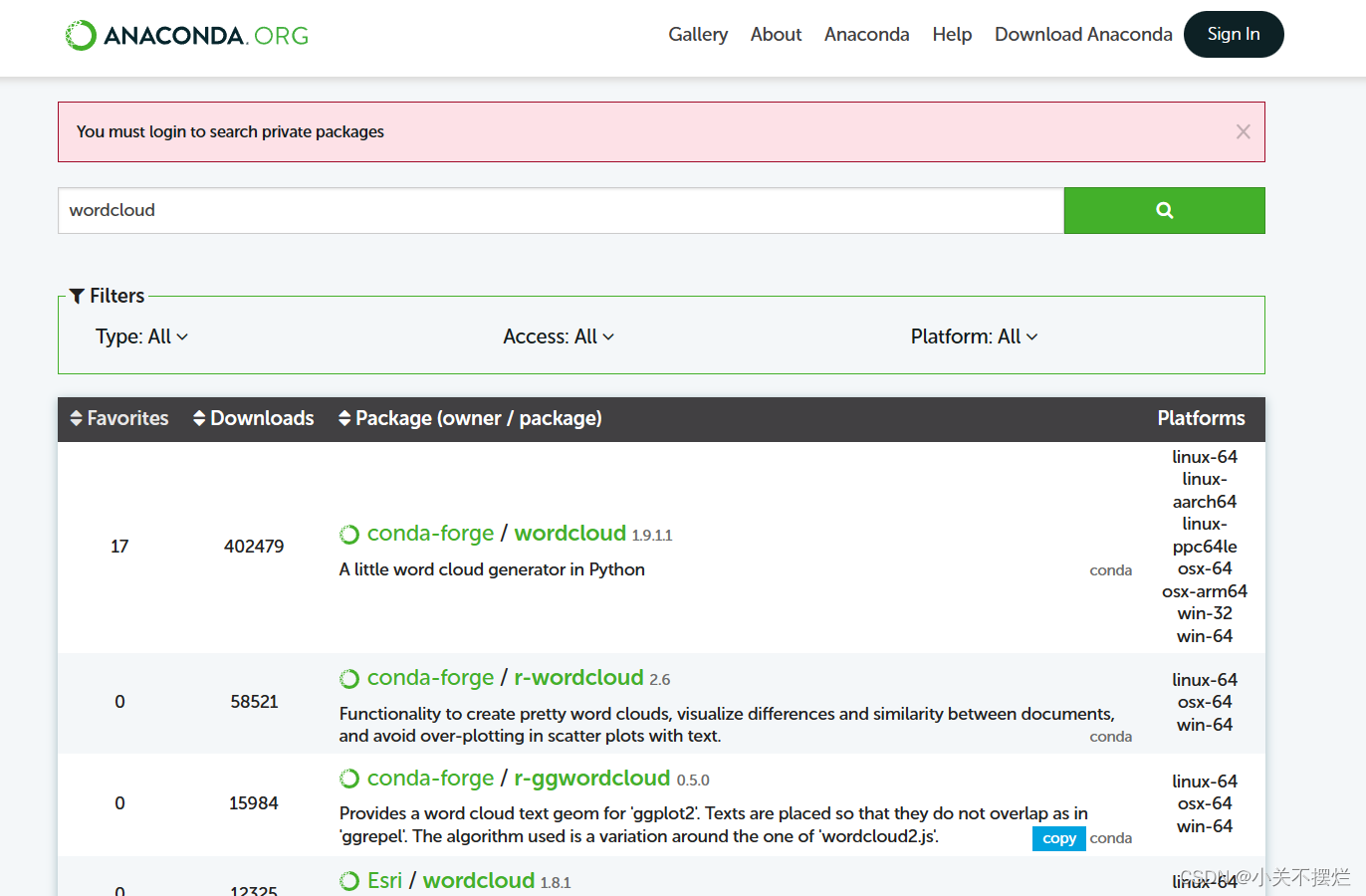 安装第三方库报错PackagesNotFoundError: The following packages are not available ...