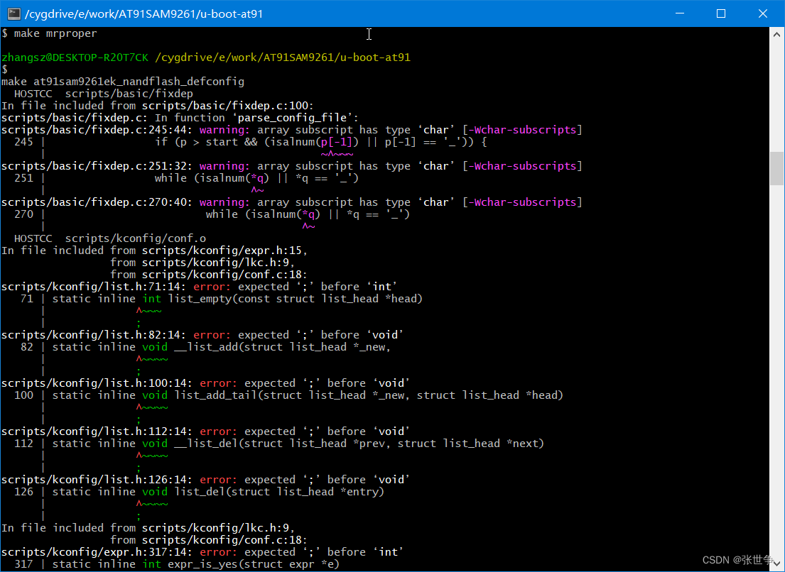 【AT91SAM9261EK】Cygwin64 Terminal 编译 U-Boot【未成功】_error: unknown type name 'inline-CSDN博客