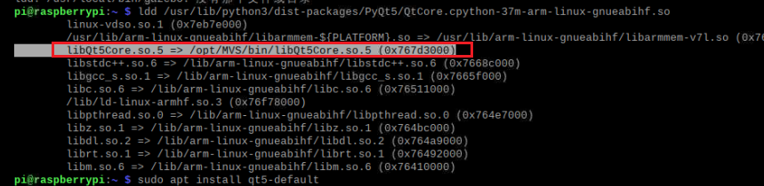 树莓派上运行Qt5程序，报错[ImportError: /usr/lib/python3/dist-packages/PyQt5/QtCore.cpython-37m-arm-linux ...