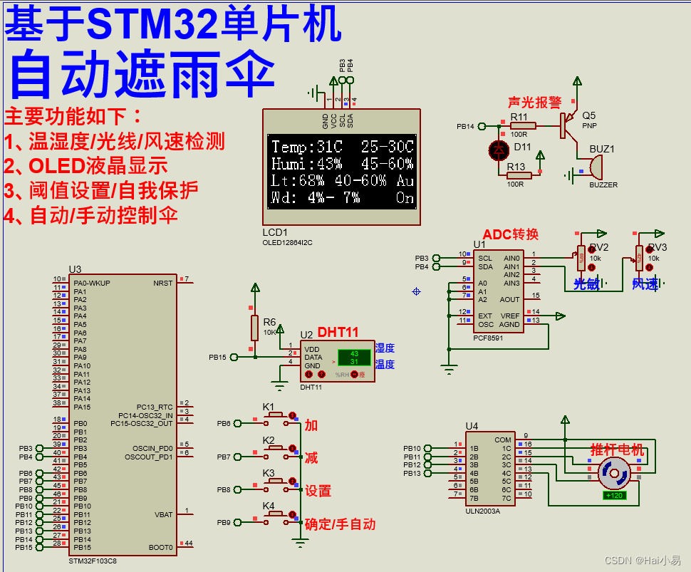 【proteus仿真】【stm32单片机】基于stm32自动遮雨伞基于stm32技术的自动遮雨篷的设计 Csdn博客