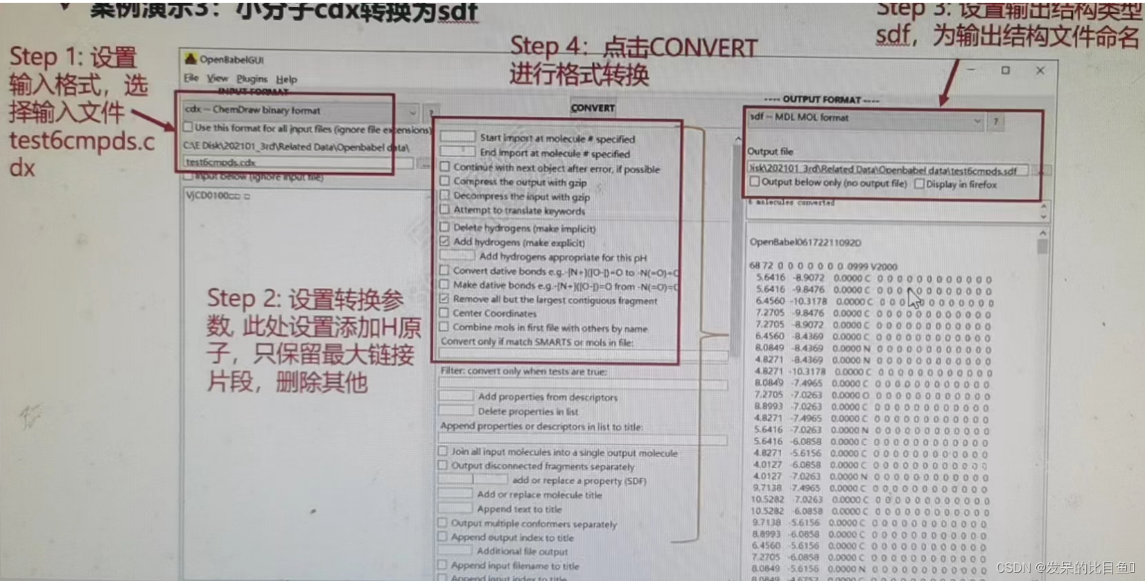 CADD课程学习（9）-- 不同类型分子结构转换(Open Babel)_sdf转化为pdb文件-CSDN博客