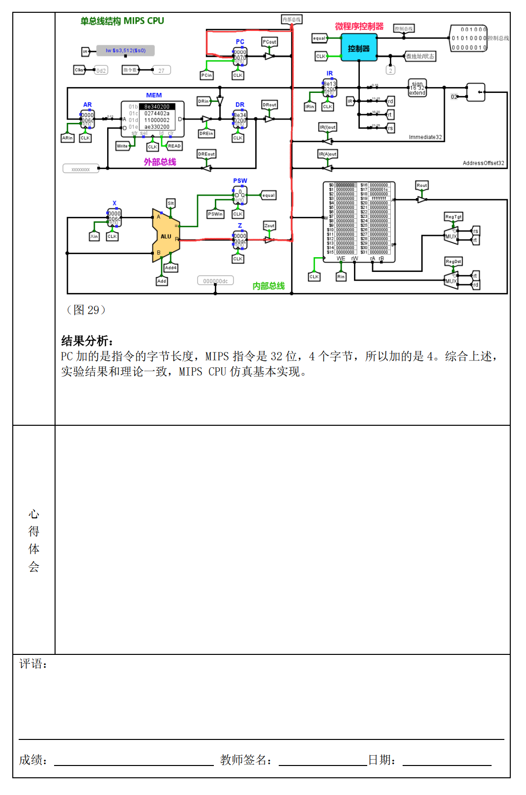 华中科技大学计算机组成原理-MIPS单总线CPU设计-优秀实验报告_单总线cpu设计实验报告-CSDN博客