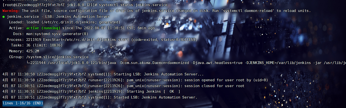 启动Jenkins服务报错：Job for jenkins.service failed because the control process exited with error code ...
