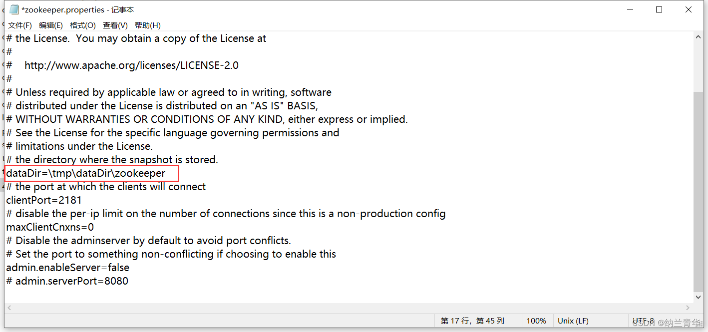 kafka中启动zookeeper报错:Unable to create data directory \tmp\dataDir\zookeeper\version-2_unable to ...