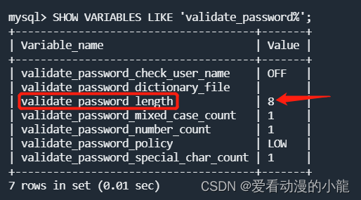云服务器修改初始化MySQL的密码显示ERROR 1819 (HY000):Your password does not satisfy ...