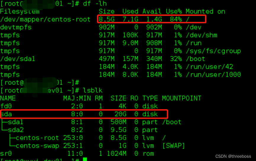 Centos7根目录扩容sdb扩容后将存储加到sdb1上 Csdn博客