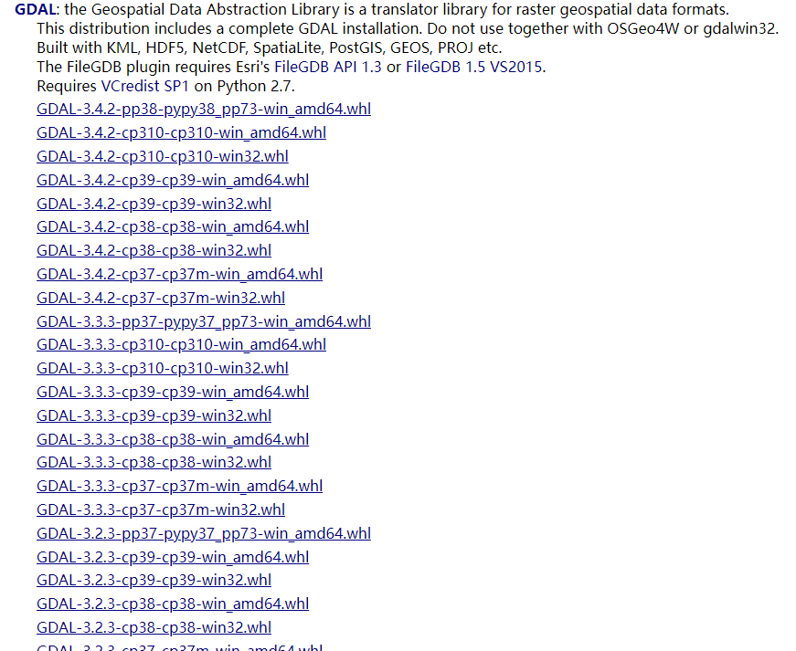 [毕设日记2]gdal安装包版本和python版本的对应_gdal3.6.0对应python-CSDN博客