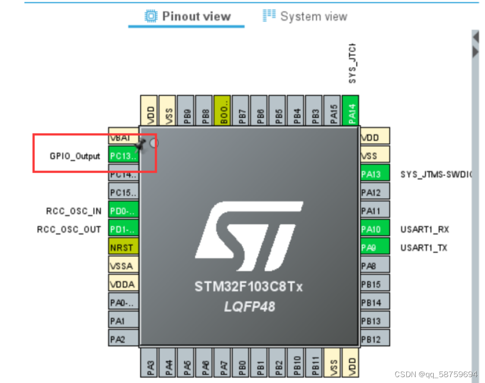 STM32F103C8T6移植uCOS基于HAL库_打开cubemx 创建项目,配置2个gpio为output(pb0,pc13),在配置一个usart-CSDN博客
