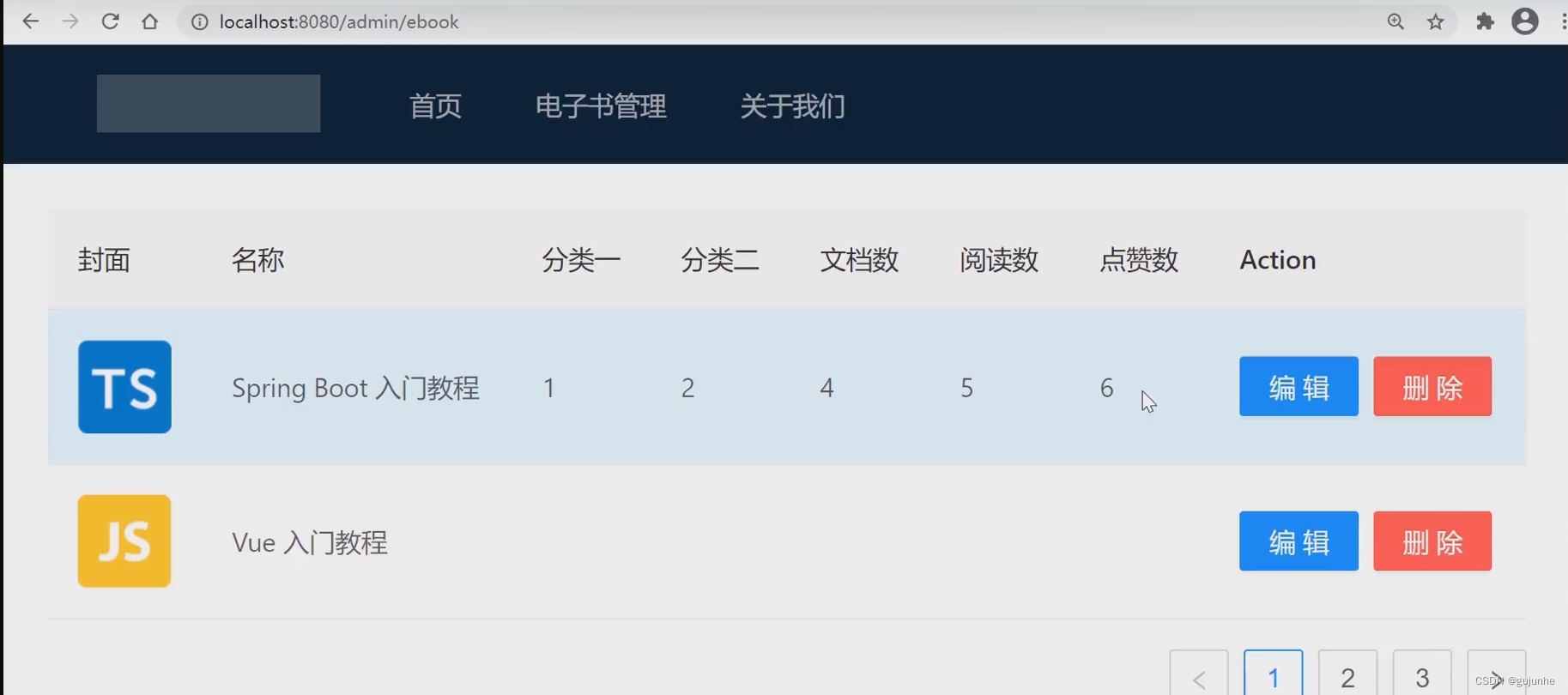 Spring Bootvue3前后端分离实战wiki知识库系统之电子书管理功能开发电子书 前后分离 Csdn博客