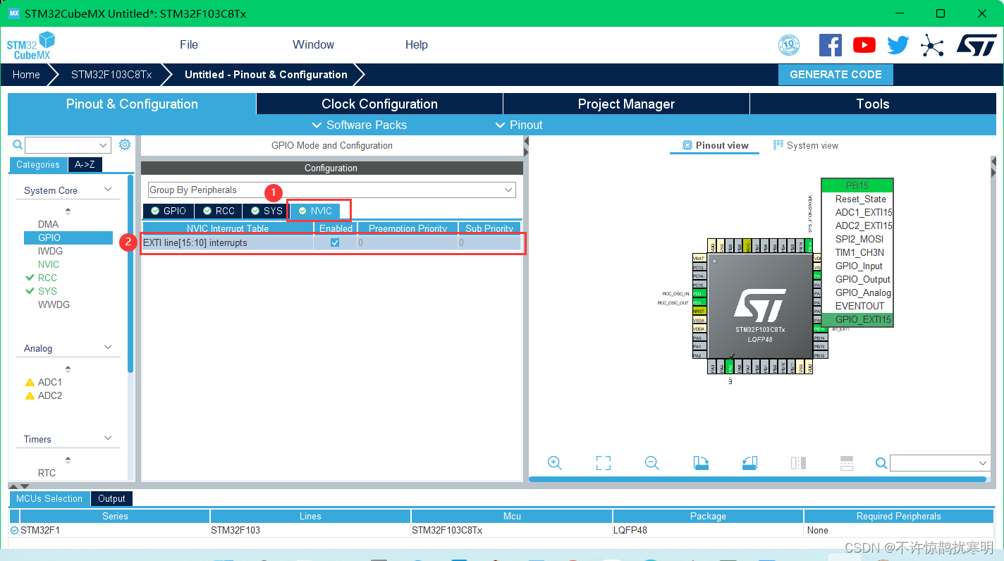 利用STM32F103C8采用中断模式实现LED灯亮灭_f103c8t6 led亮10分钟后灭-CSDN博客