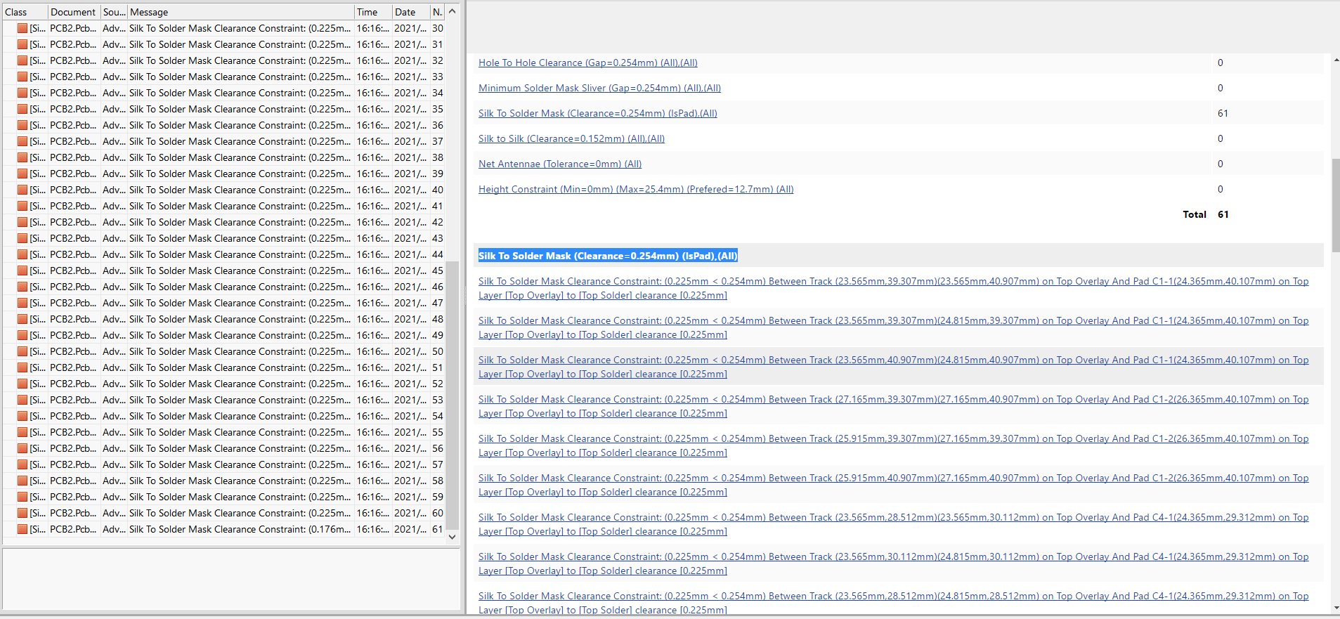 AD中DRC检测及丝印调整_silk to solder mask (clearance=0.254mm) (ispad),(a-CSDN博客