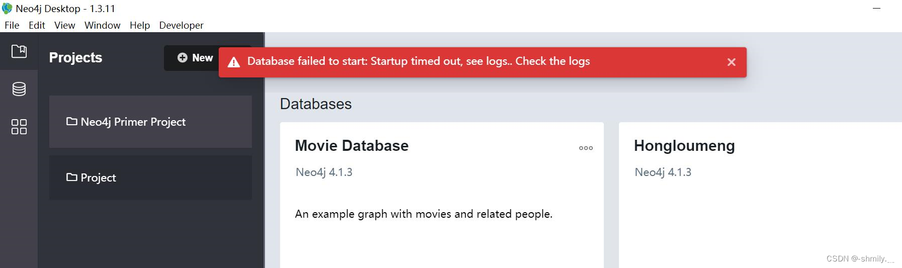 Neo4j Deaktop 点start之后报错_database failed to start: database process termina-CSDN博客