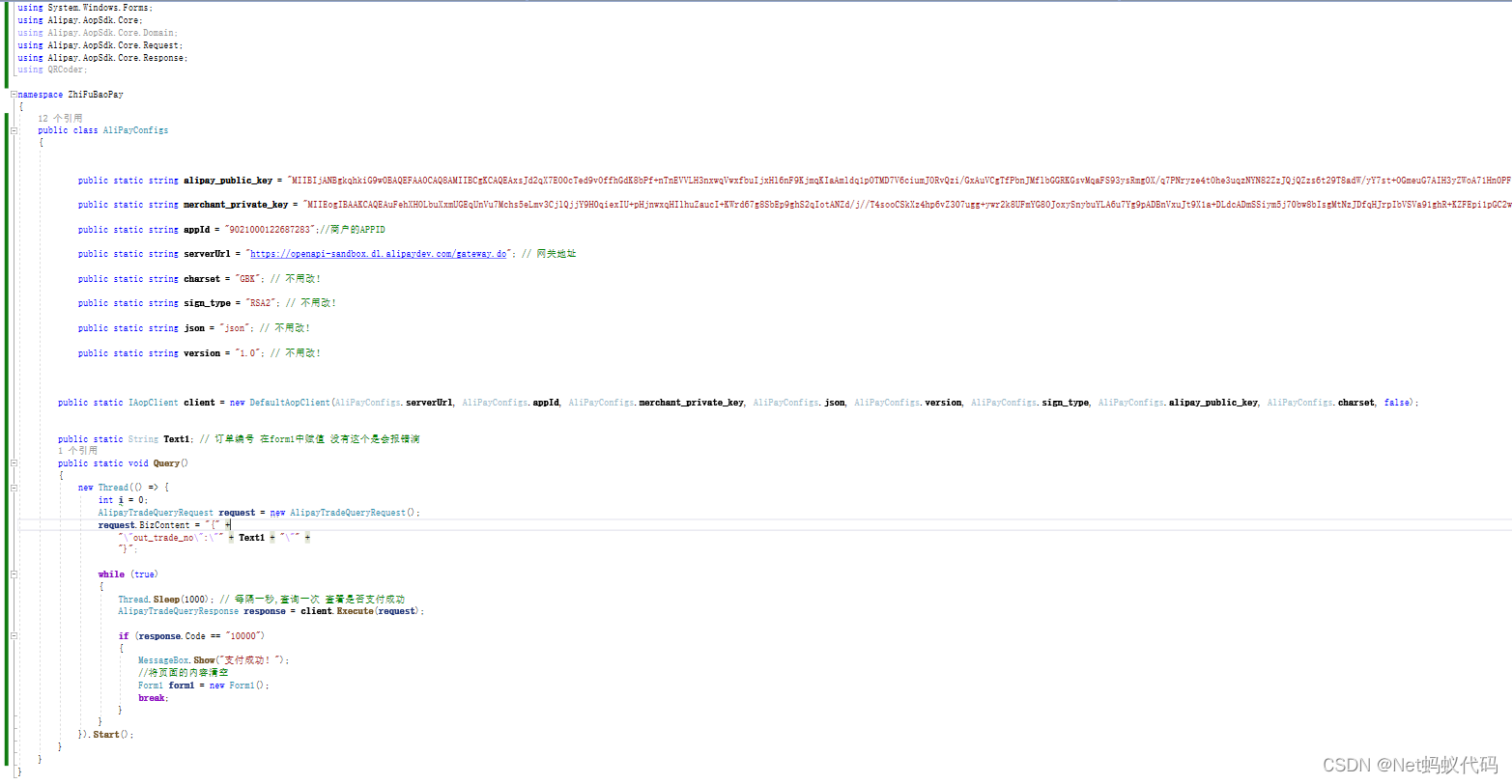 使用c Window 窗体实现支付宝支付功能winform 引入支付宝扫码付款 Csdn博客
