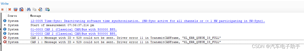 【CANoe/CANalyzer报错】Message with ID = 529 could not be sent. Driver error 11 in TransmitCANFrame ...