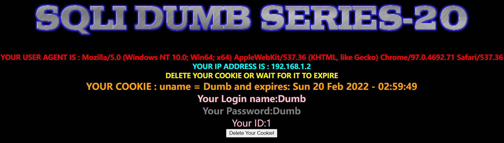 【SQL注入10】cookie注入基础及实践（基于BurpSuite工具和Sqli-labs-less20靶机平台）_cookie 注入 漏洞靶机-CSDN博客