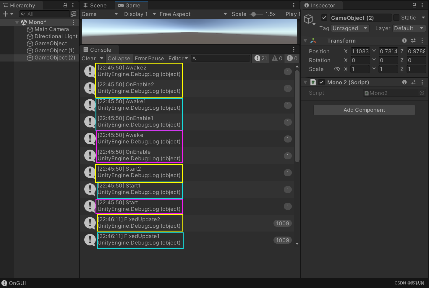 Unity的GameObject生命周期_unity游戏生命周期-CSDN博客