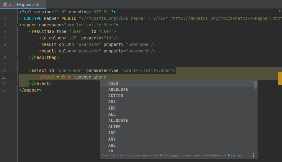 idea MySQL的Mapper映射xml文件里的sql语句提示_idea xml mapper映射提示-CSDN博客