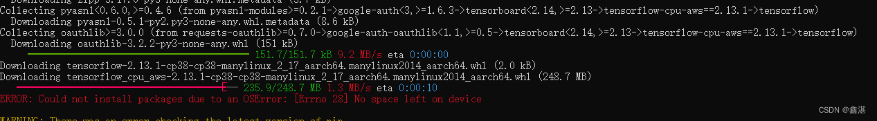 【安装tensorflow】ERROR: Could not install packages due to an OSError ...