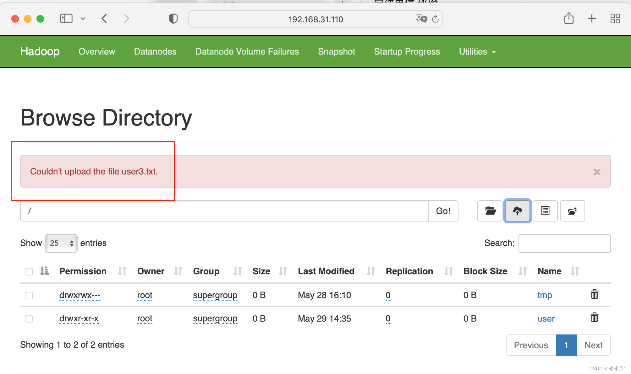 Web端hadoop Hdfs管理界面，上传文件失败hadoop通过web上传文件到hdfs失败 Csdn博客 1412