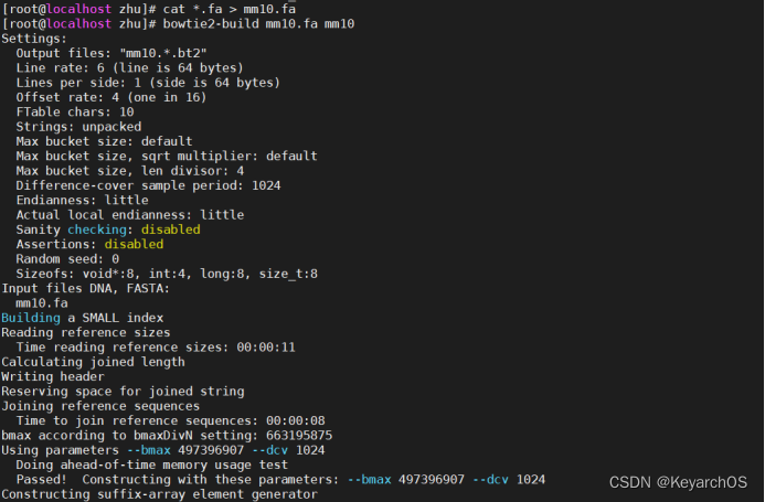 在KeyarchOS操作系统上安装运行Bowtie2(测序序列与参考序列比对)_bowtie2构建索引-CSDN博客