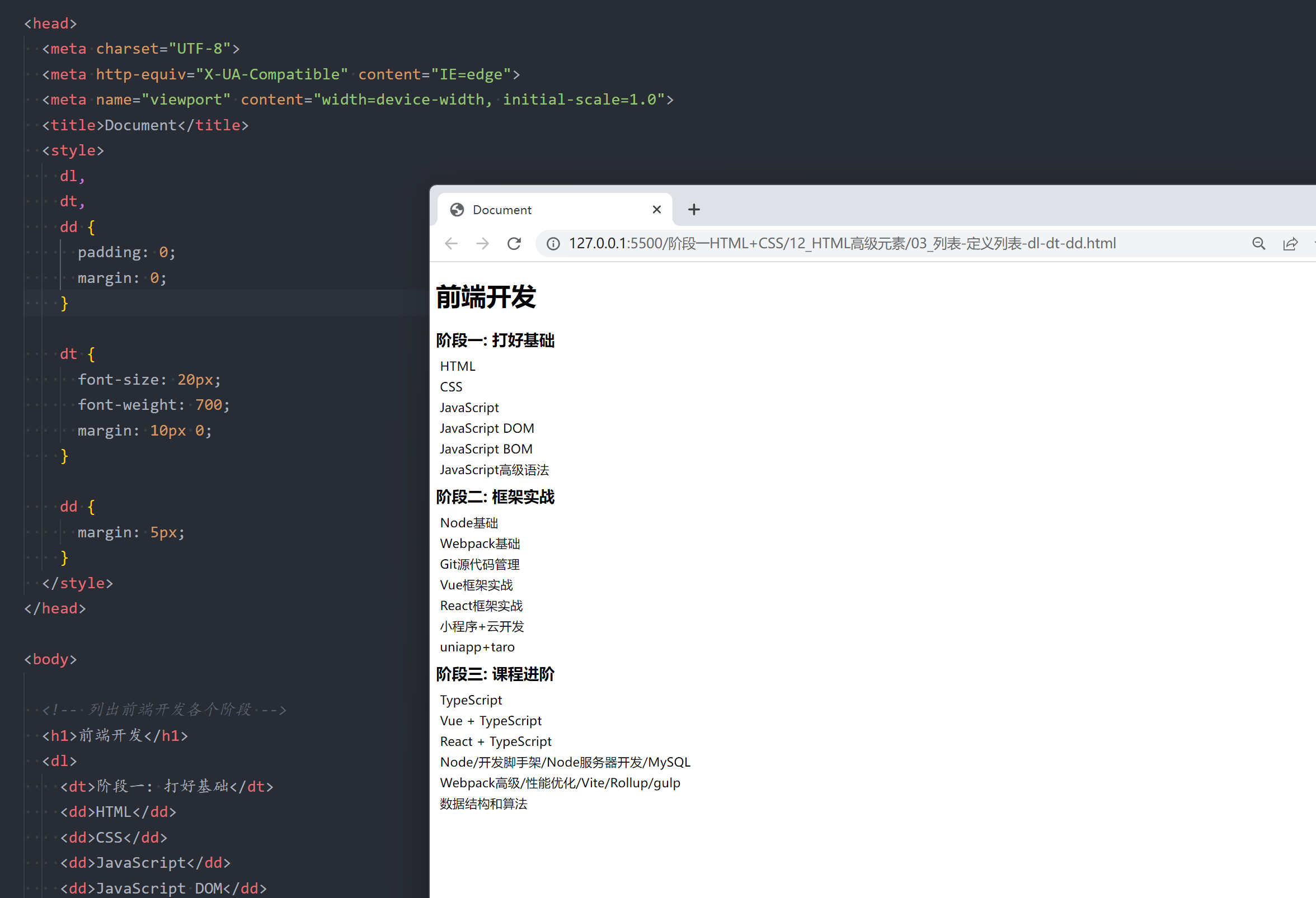 非零基础自学前端最后一遍 一 Htmlcss 12 Html高级元素 122 常见的列表元素 Ol、ul、dl的使用 Csdn博客 