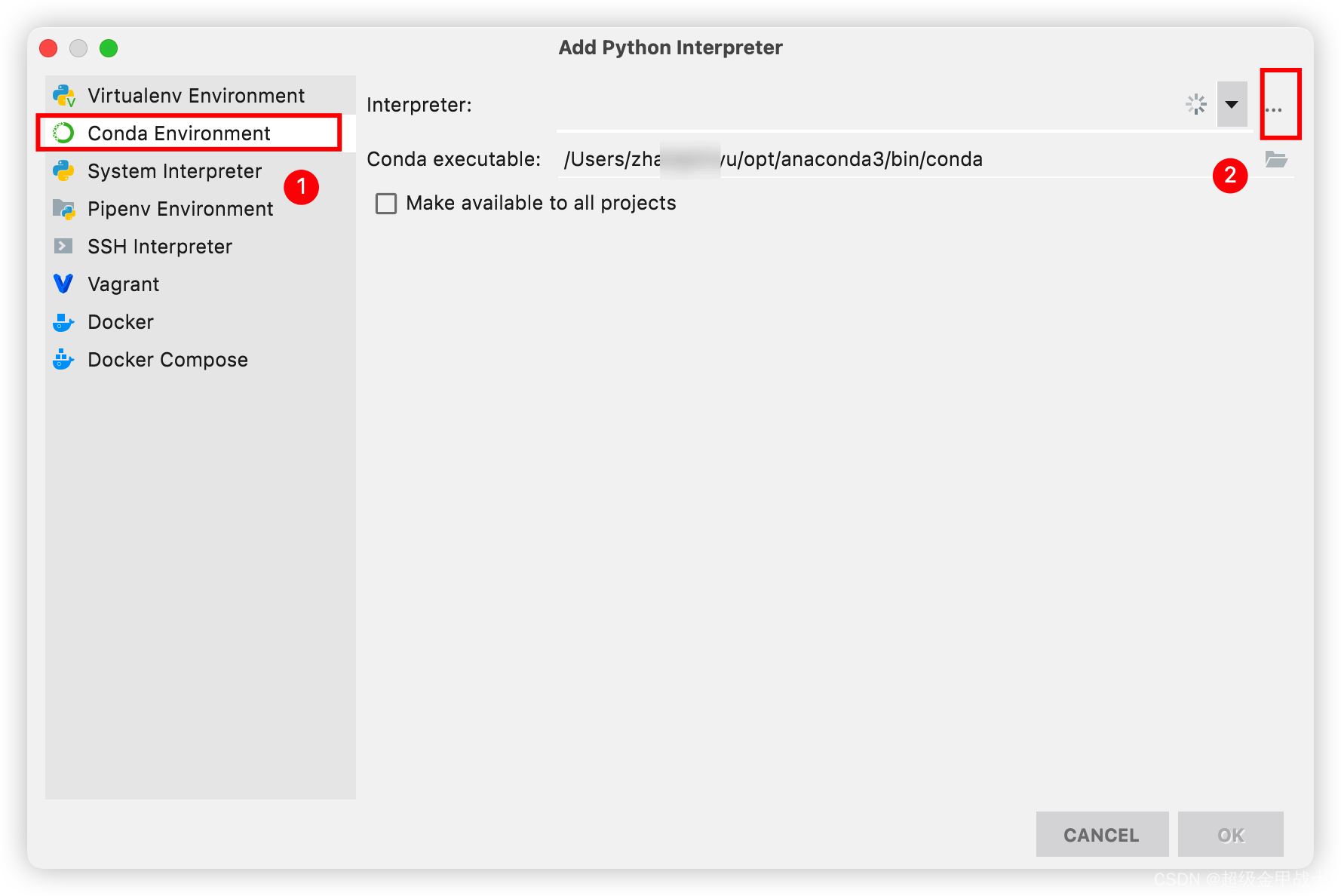 MacOS Pycharm 配置 anaconda 环境_mac上面的pycharm如何给当前项目切换conda的环境-CSDN博客
