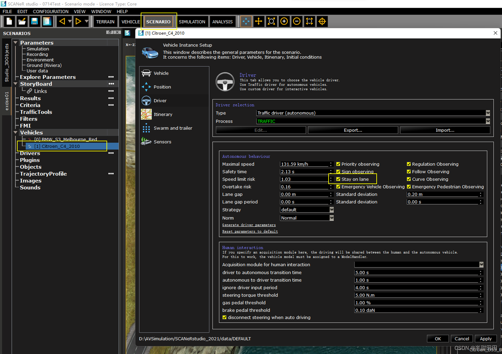 自动驾驶仿真软件SCANeR studio（初级练习1）：scenario构建之driver模式理解-CSDN博客