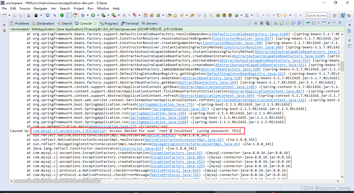 com.mysql.cj.exceptions.CJException: Access denied for user ‘root‘@‘localhost‘ (using password ...