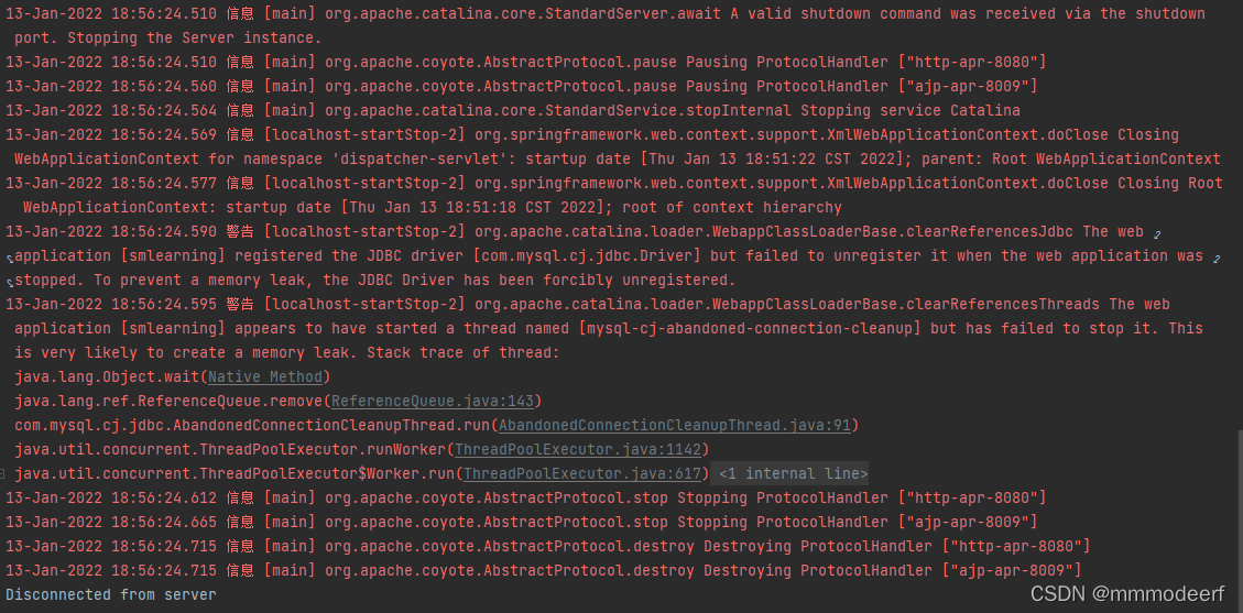 关闭tomcat时,出现内存泄露警告appears To Have Started A Thread Named Mysql Cj A Csdn博客 8643