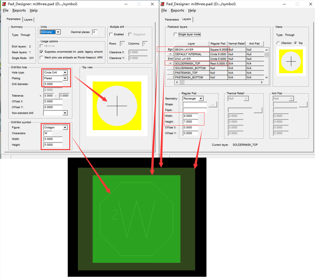 Allegro中Pad Designer焊盘制作的界面术语介绍_cadence drill figure width-CSDN博客