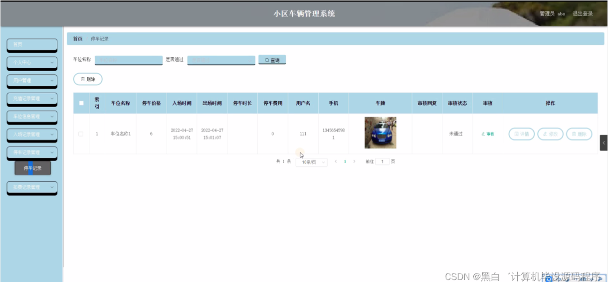 Java Php Node Js Python小区车辆管理系统【2024年毕设】 Csdn博客