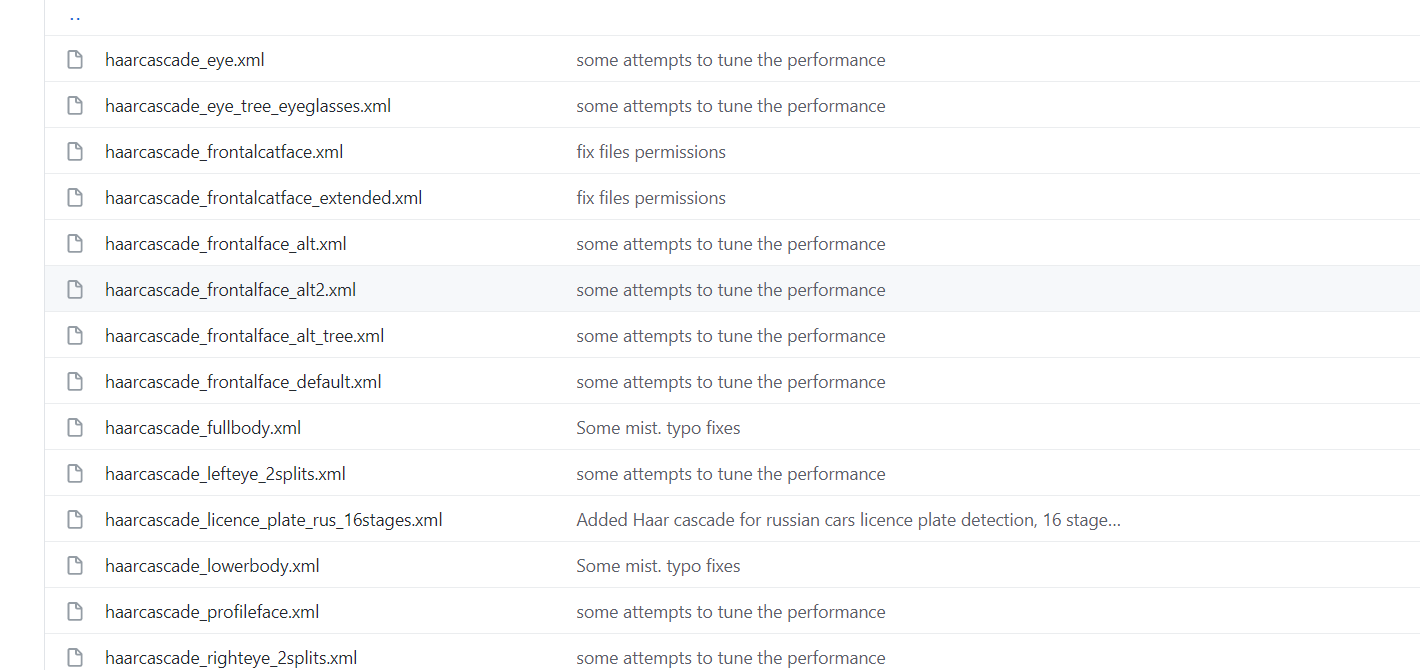 OpenCV做人脸检测时,haarcascade_frontalface_default.xml等文件的下载_怎么下载opencv的xml文件-CSDN博客