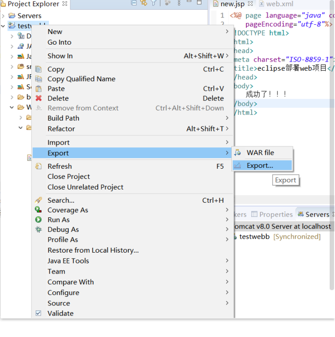 eclipse中部署tomcat，web项目打包war和jar_eclipse打包javaweb项目-CSDN博客