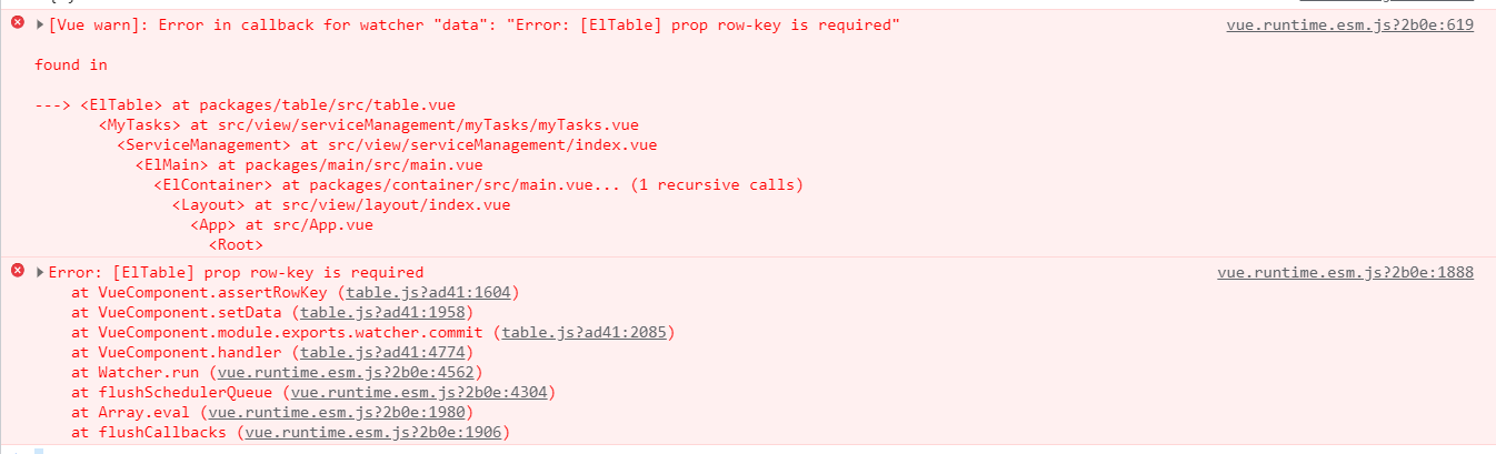 Elementui使用el Table表格渲染报错duplicate Keys Detected ‘1‘ This May Cause An Update Error Key A