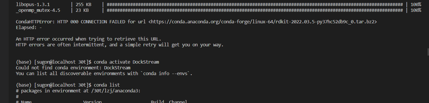 安装rdkit报错：解决CondaHTTPError: HTTP 000 CONNECTION FAILED for url问题_rdkit安装不了-CSDN博客