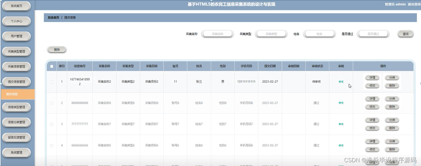 计算机毕设ssm基于html5的农民工信息采集系统的设计与实现op9sj9源码数据库lw Csdn博客