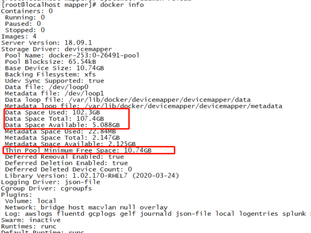 docker空间不足 failed to register layer: devmapper: Thin Pool has 77644 free data blocks wh_thin ...