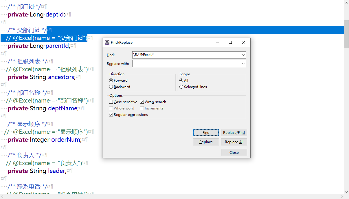 eclipse CTRL+F Find/Replace using regular expressions - Programmer Sought