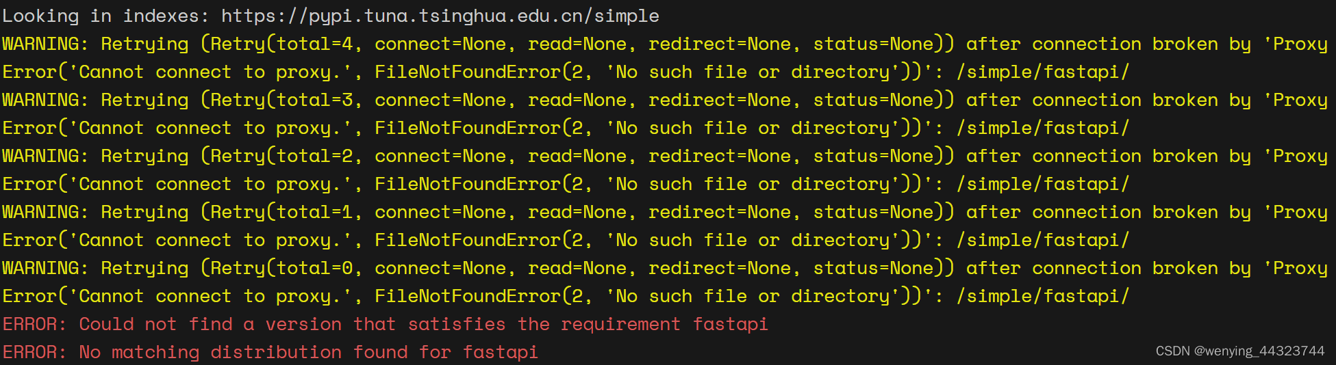 pip install时出现ERROR: Could not find a version that satisfies the requirement ***-CSDN博客