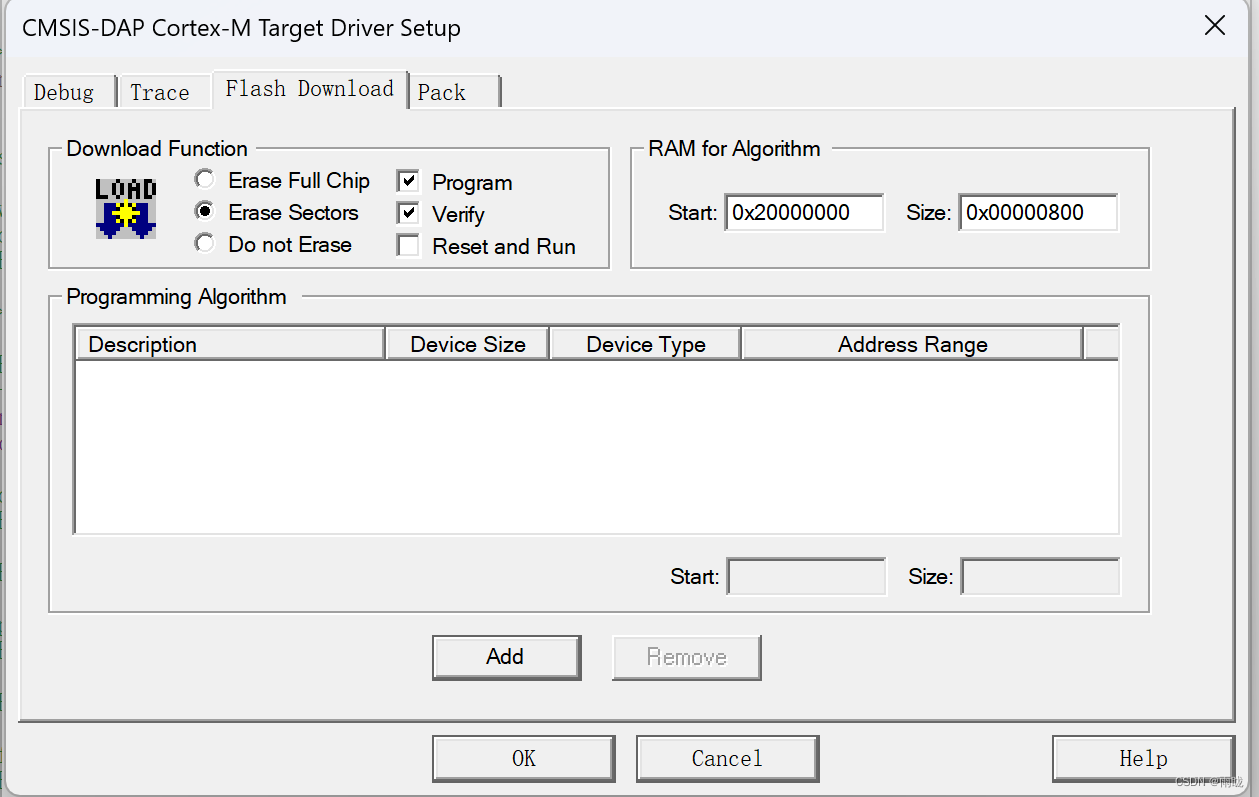 STM32H743VIT6 程序烧录失败。报错：No Algorithms Found，Insufficient RAM for Flash Algorithms_在内嵌ram中运行程序 no ...