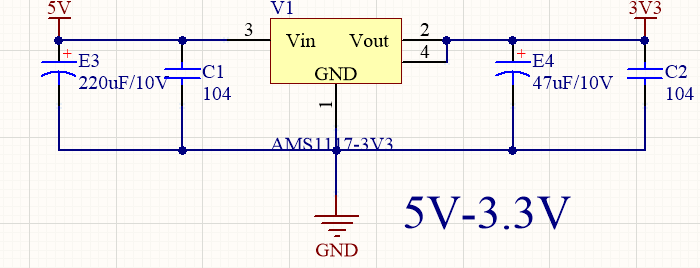 5V转3.3V原理图（AMS1117）_5v变3.3v电路图-CSDN博客