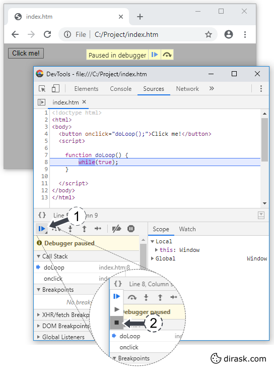 Stop infinite looping in JavaScript debugger - Google Chrome ...